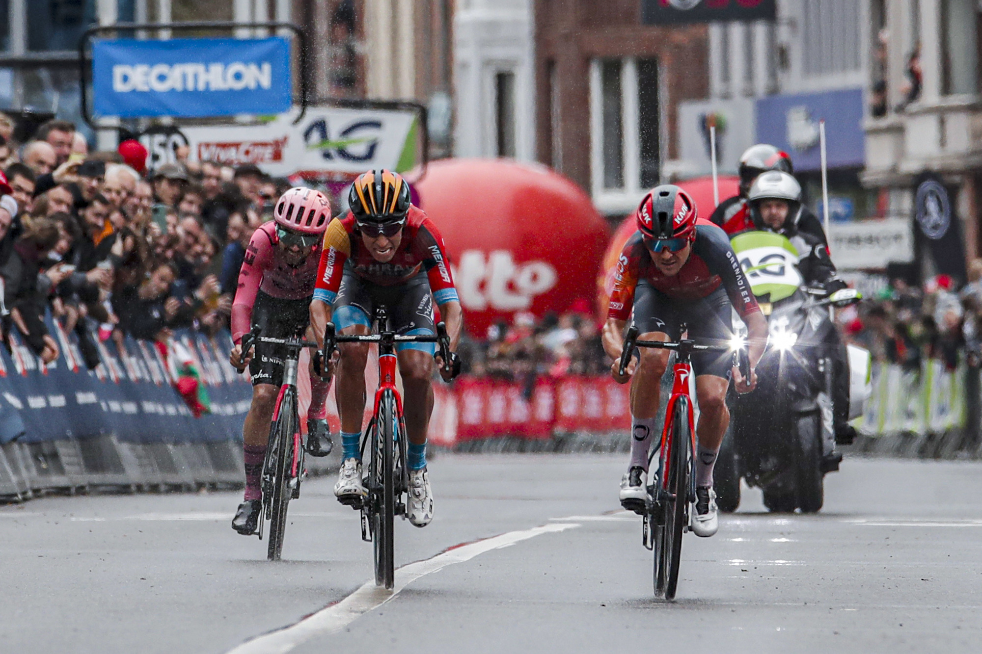 Santiago Buitrago clinches a Monumental podium at Liège. - Team Bahrain